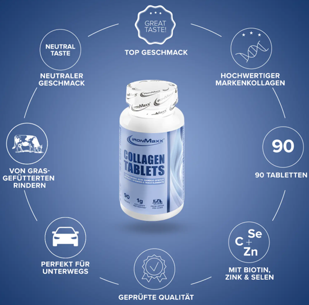 Collagen Plus 90 Tabletta IronMaxx® - Fitness Market Webáruház